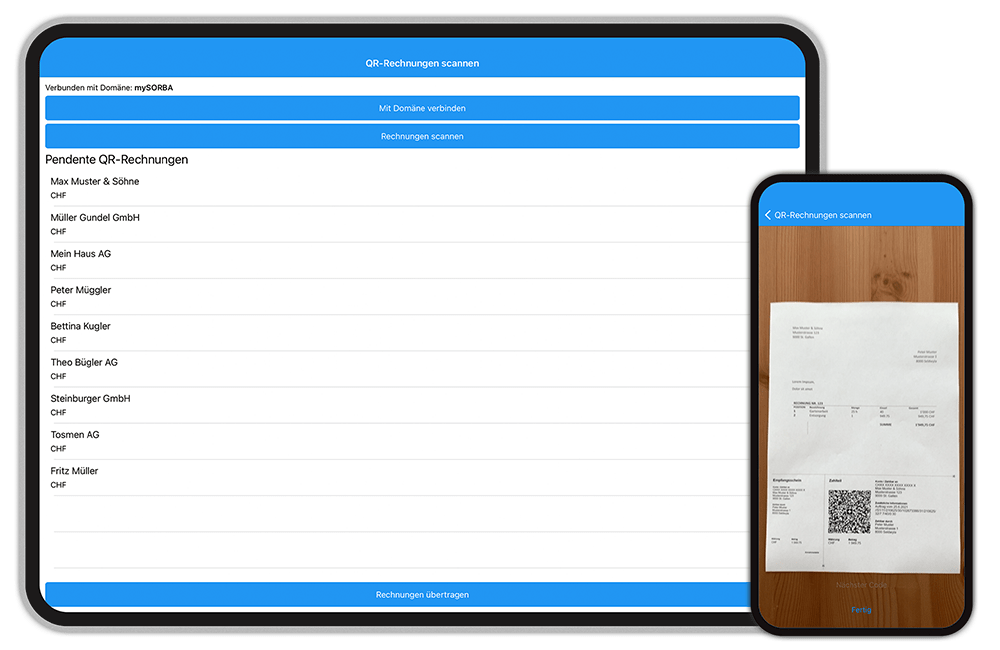 App myQR-Scan ⇒ Scanner les factures dans SORBA